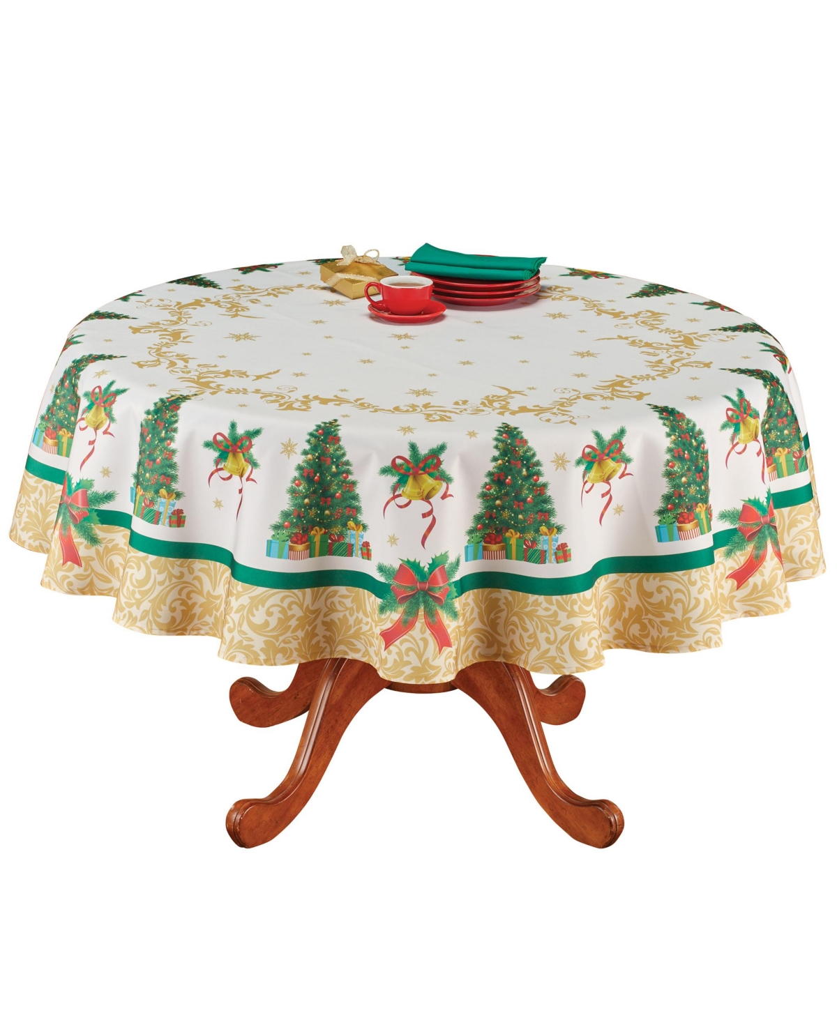 Click here for Beautiful Festive Christmas Tree Printed Tableclot... prices
