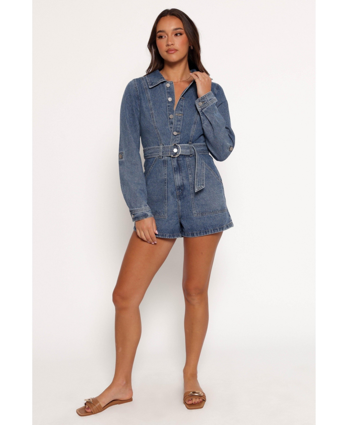 Petal and Pup Womens Brady Denim Romper - Blue