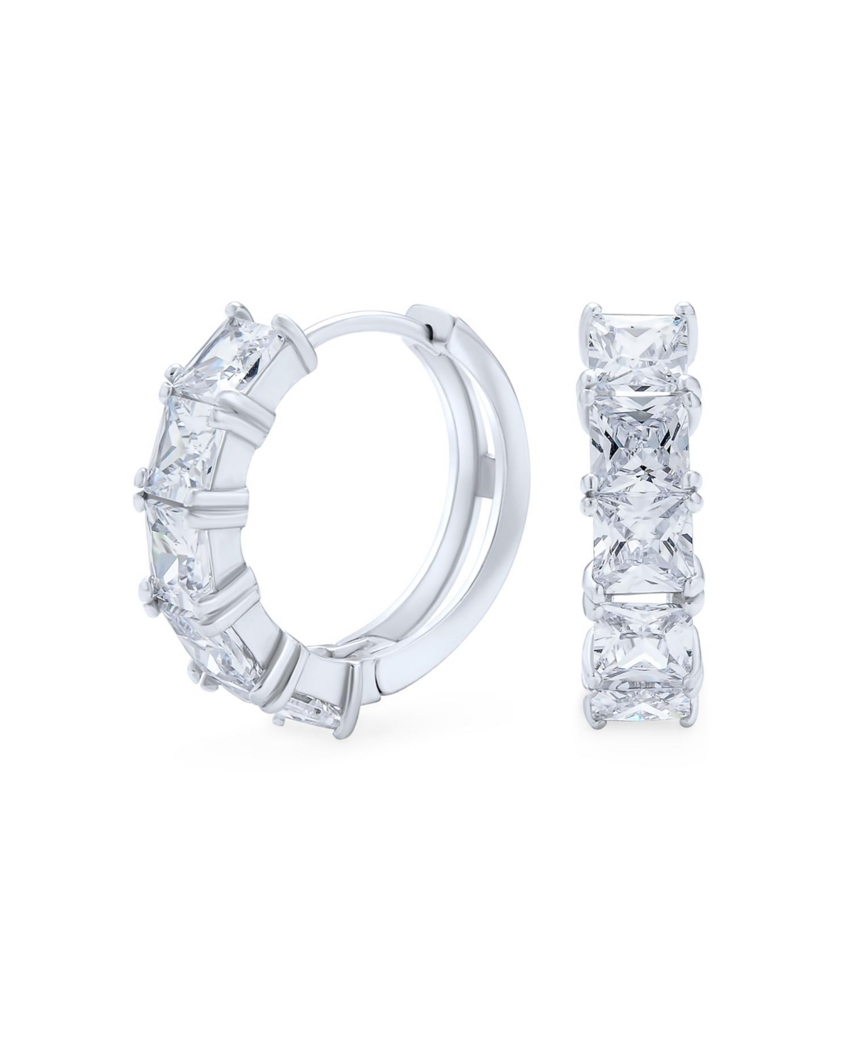 Click here for Bling Jewelry Square Princess Cut Cz Hoop Earrings... prices