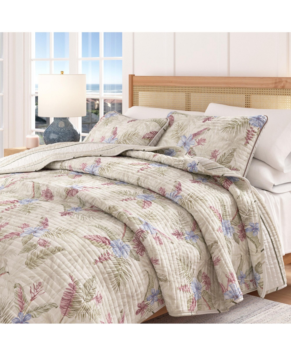 Click here for Linery & Co. Cotton Stitched Reversible Tropical P... prices