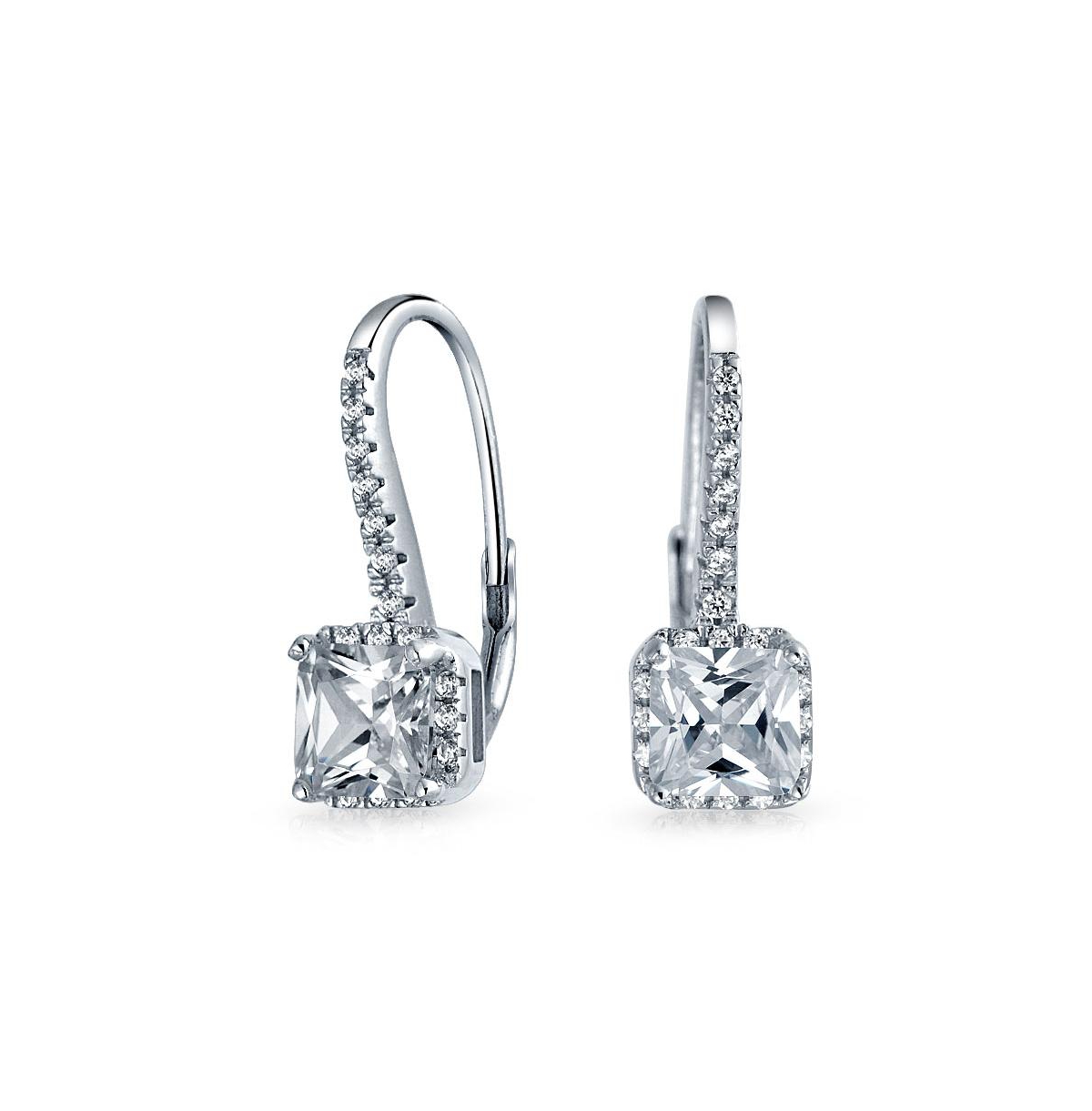 Click here for Bling Jewelry Solitaire Princess Square Cz Drop Ea... prices