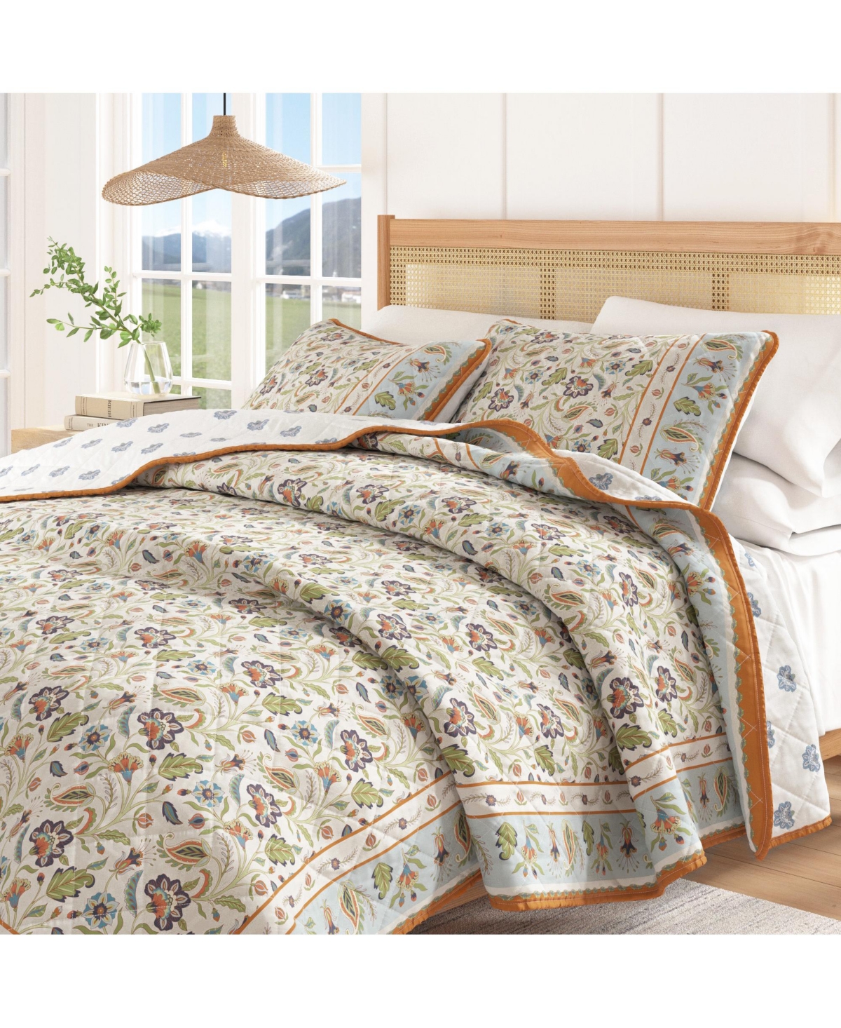 Click here for Linery & Co. Cotton Stitched Reversible Boho Flora... prices