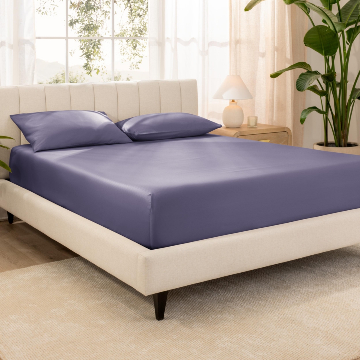 Click here for Bare Home Sateen Fitted Sheet - Dusty purple prices