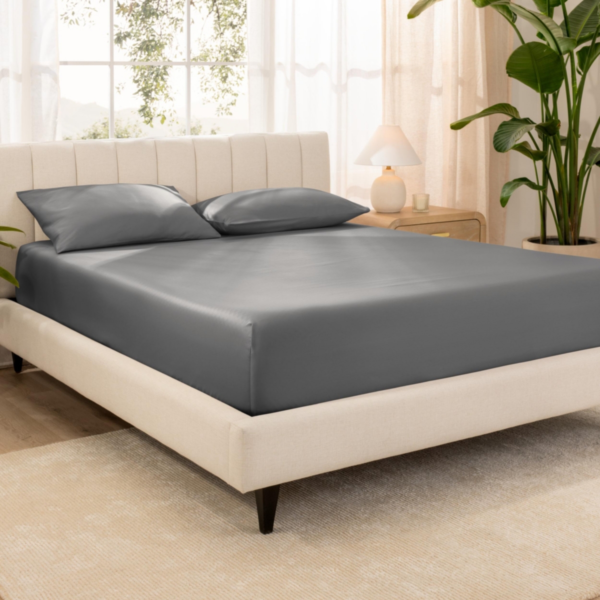 Click here for Bare Home Sateen Fitted Sheet - Grey prices