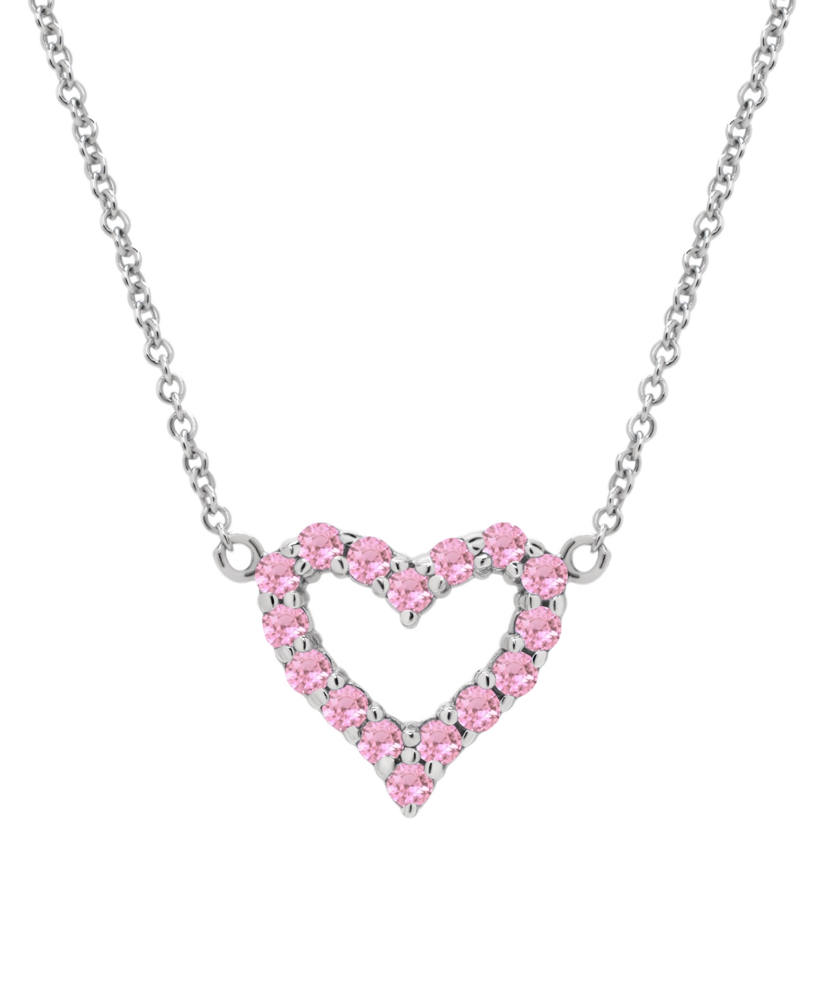 Click here for Lab Grown Pink Sapphire Open Heart Pendant 18 Neck... prices