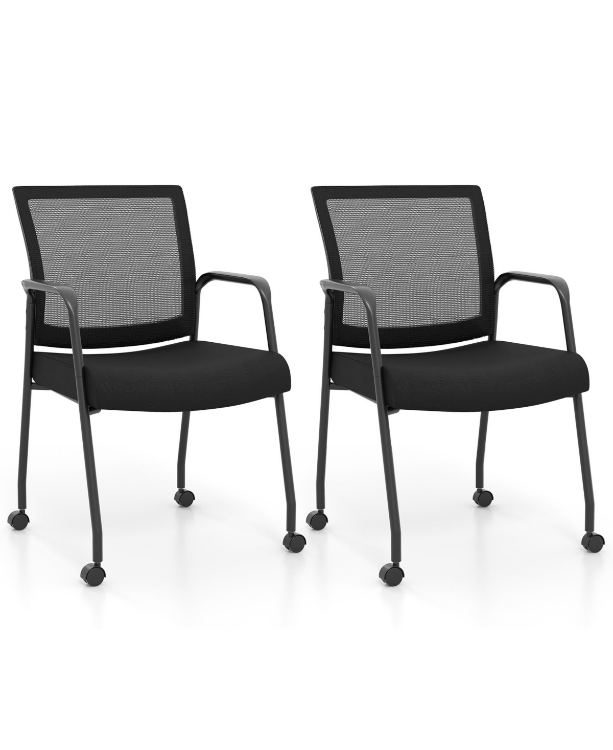 Click here for 2 Pieces Office Guest Chairs on Wheels with Metal... prices