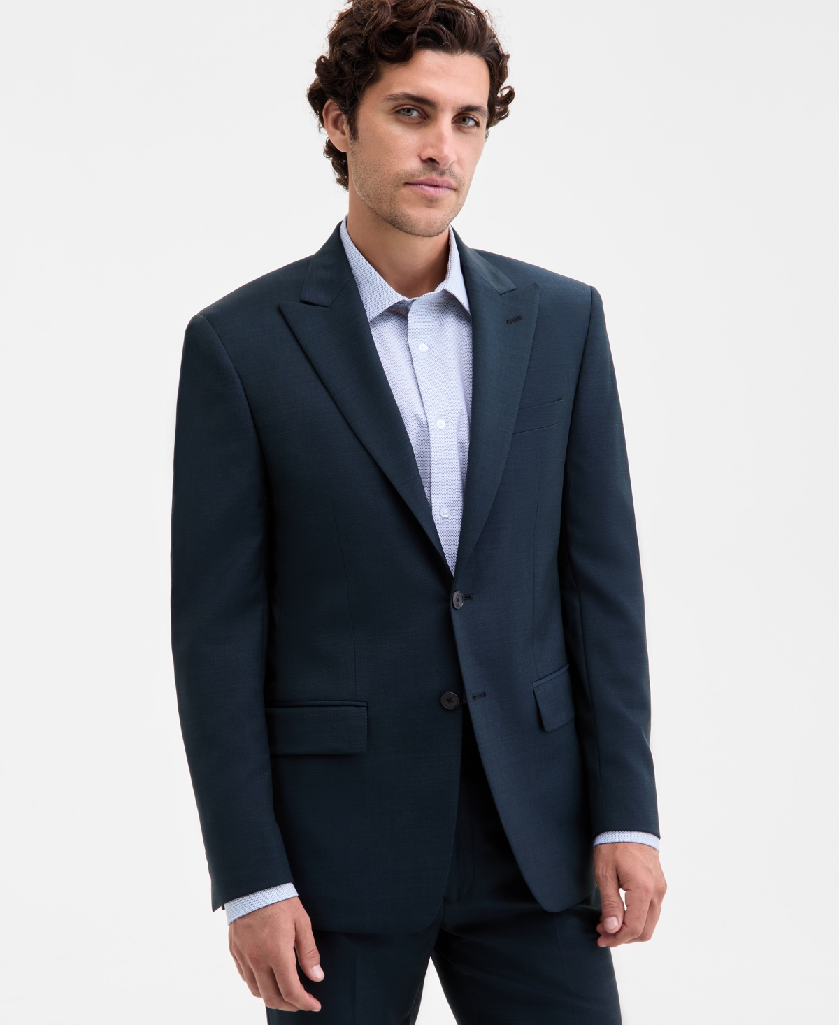 Click here for Calvin Klein Mens Slim-Fit Wool-Blend Suit Jacket... prices