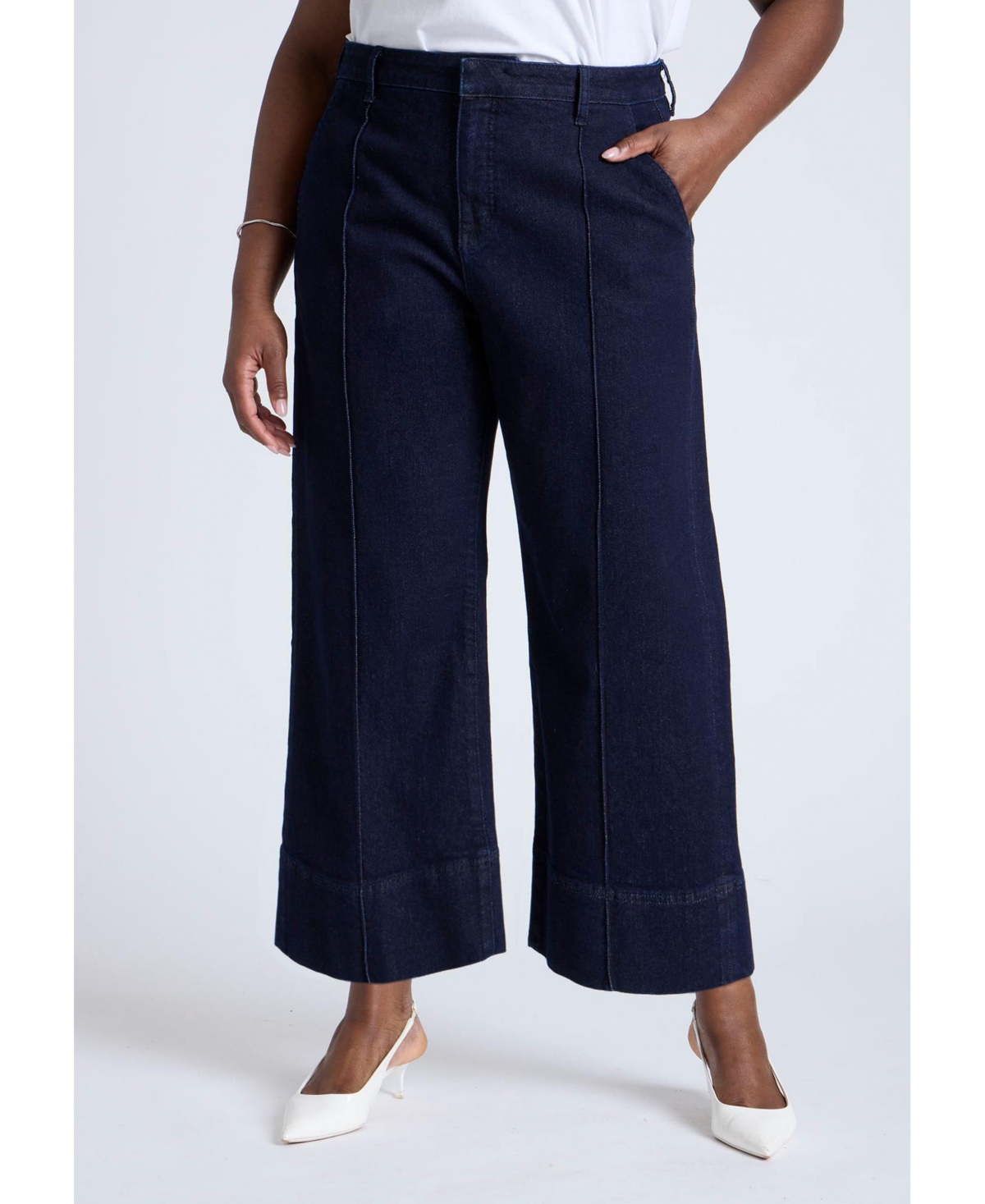 Click here for Eloquii Plus Size The Pintuck Cropped Trouser Jean... prices