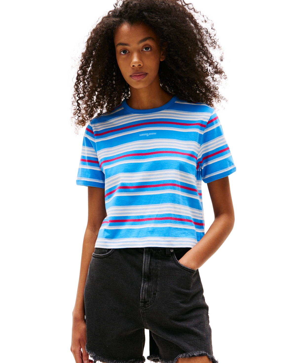 Click here for Tommy Jeans Womens Regular Fit Script Stripe Logo... prices