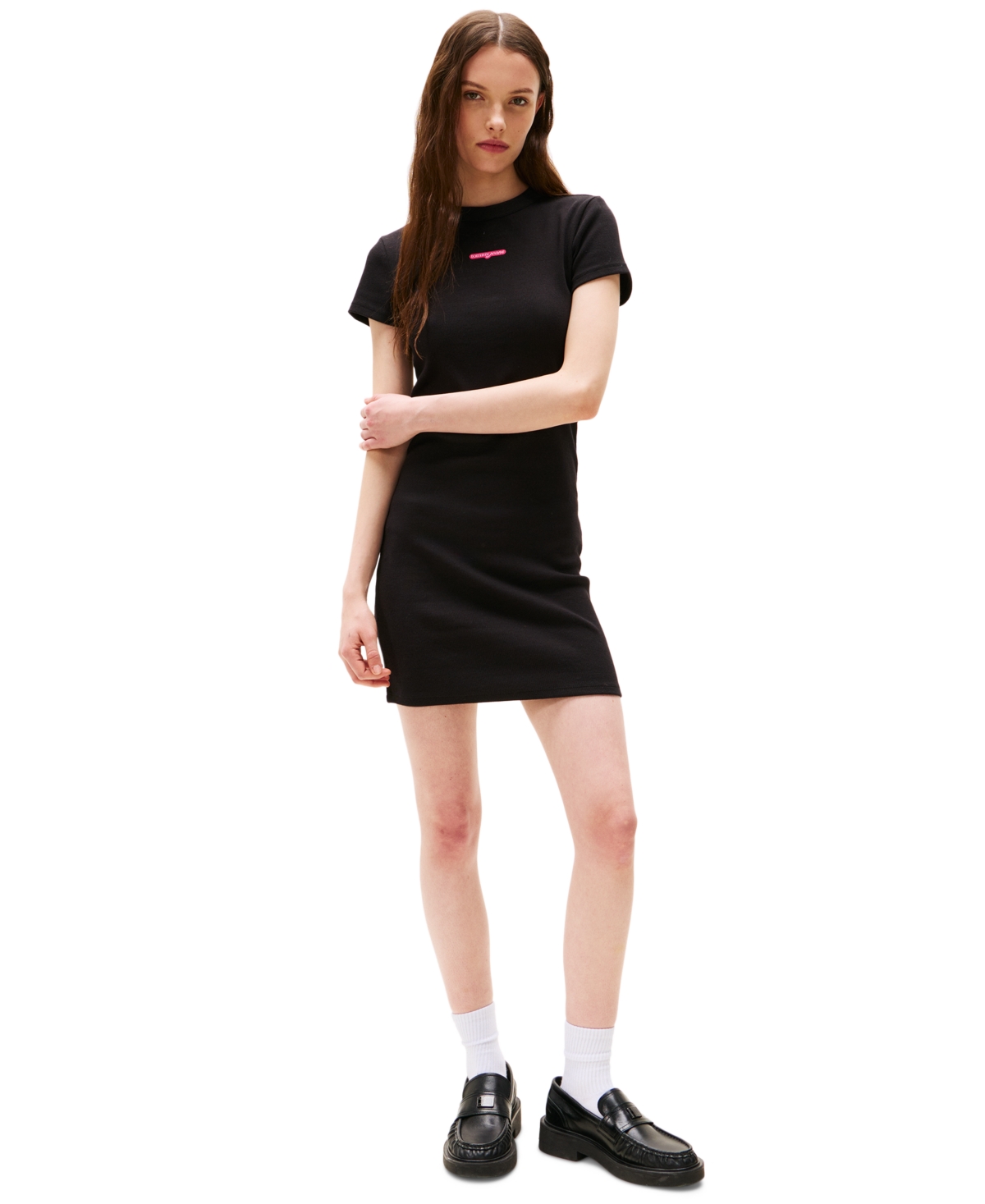 Click here for Tommy Jeans Womens Script Logo Ribbed Mini Dress -... prices