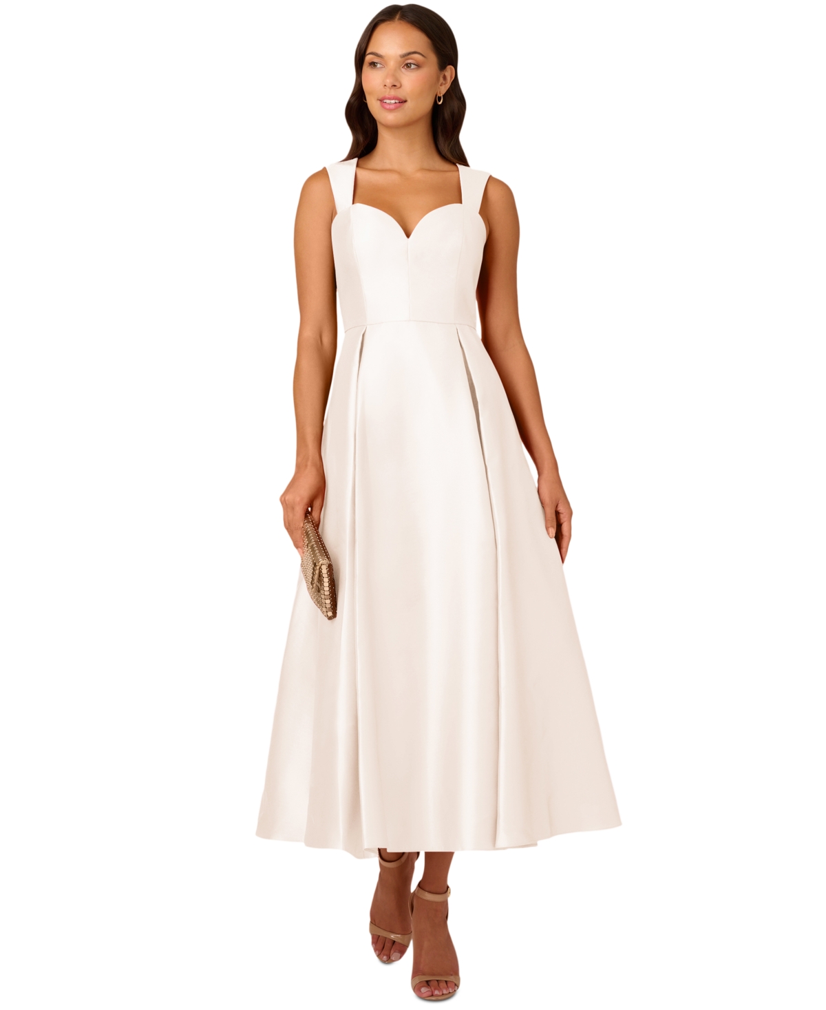 Adrianna Papell Womens Sweetheart-Neck Mikado Gown - Ivory
