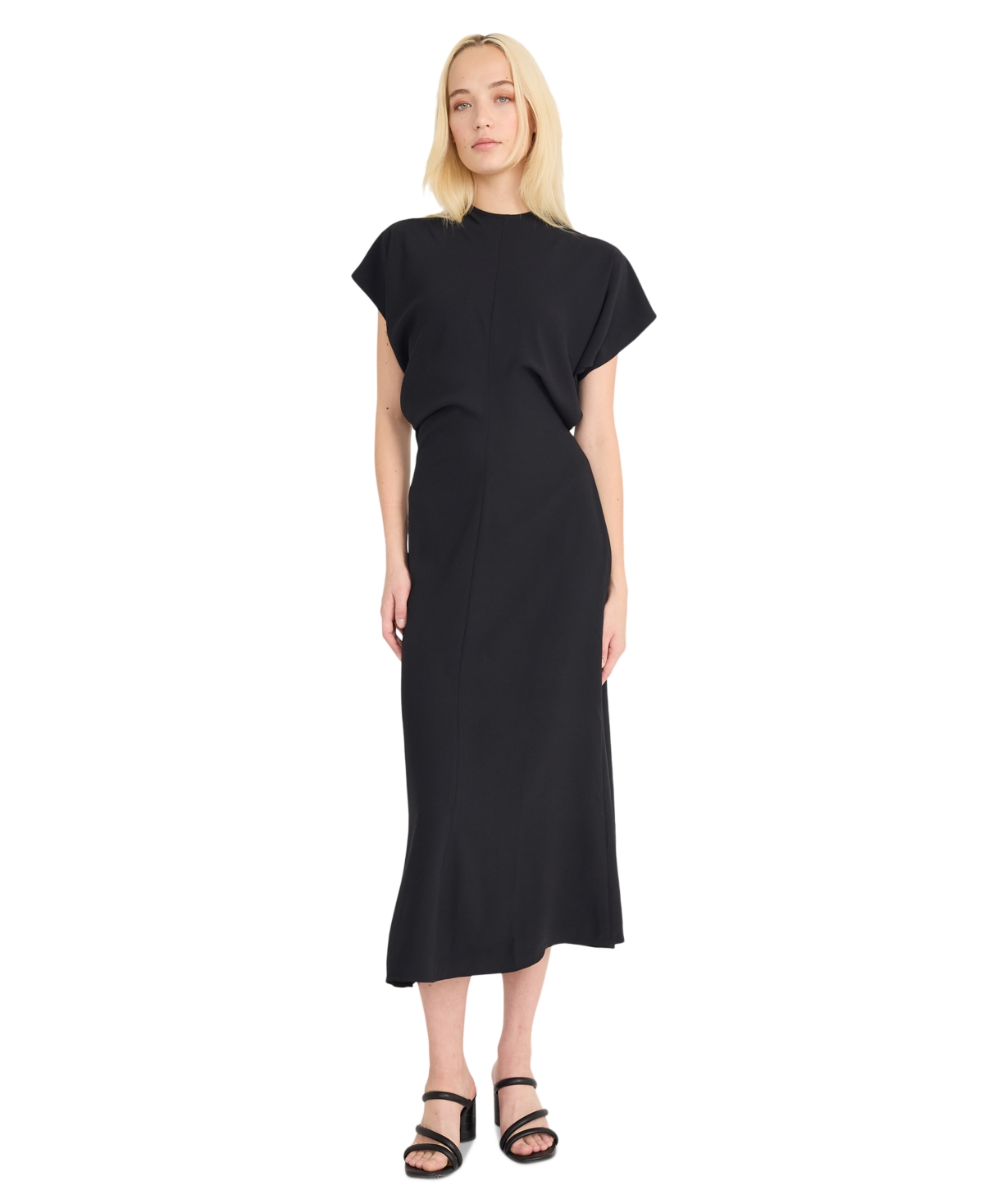 Click here for Luxely Womens Draped Dolman-Sleeve Midi Dress - Bl... prices