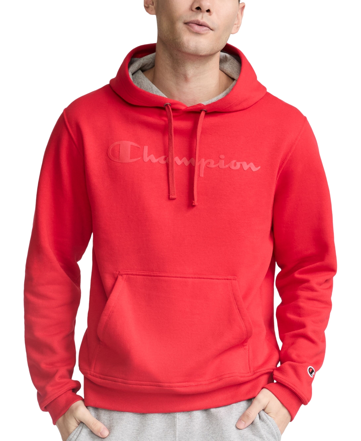Champion Mens Logo Graphic Pullover Hoodie - Team Red Scarlet