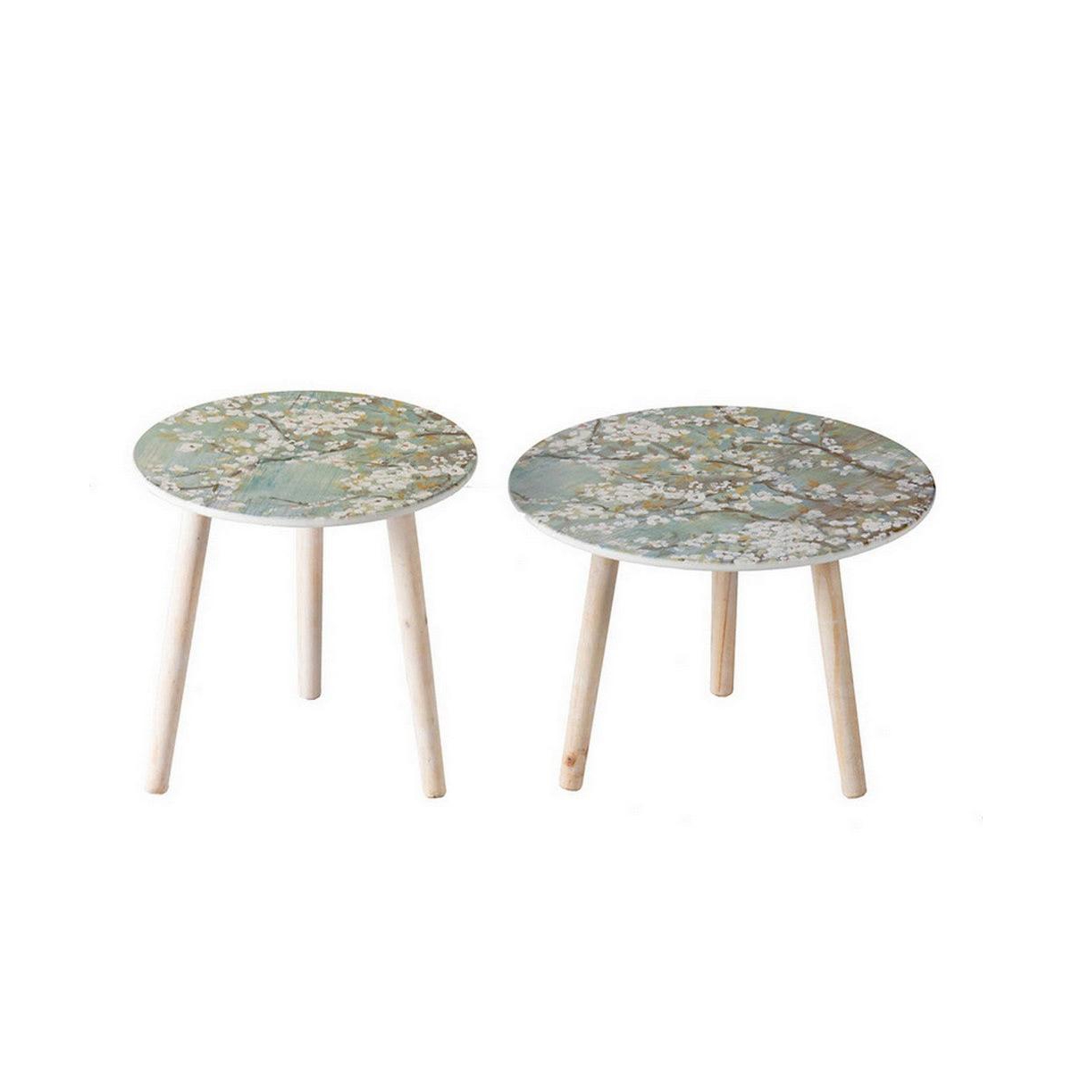 Click here for Set of 2 Side Tables with Floral Cherry Blossom De... prices