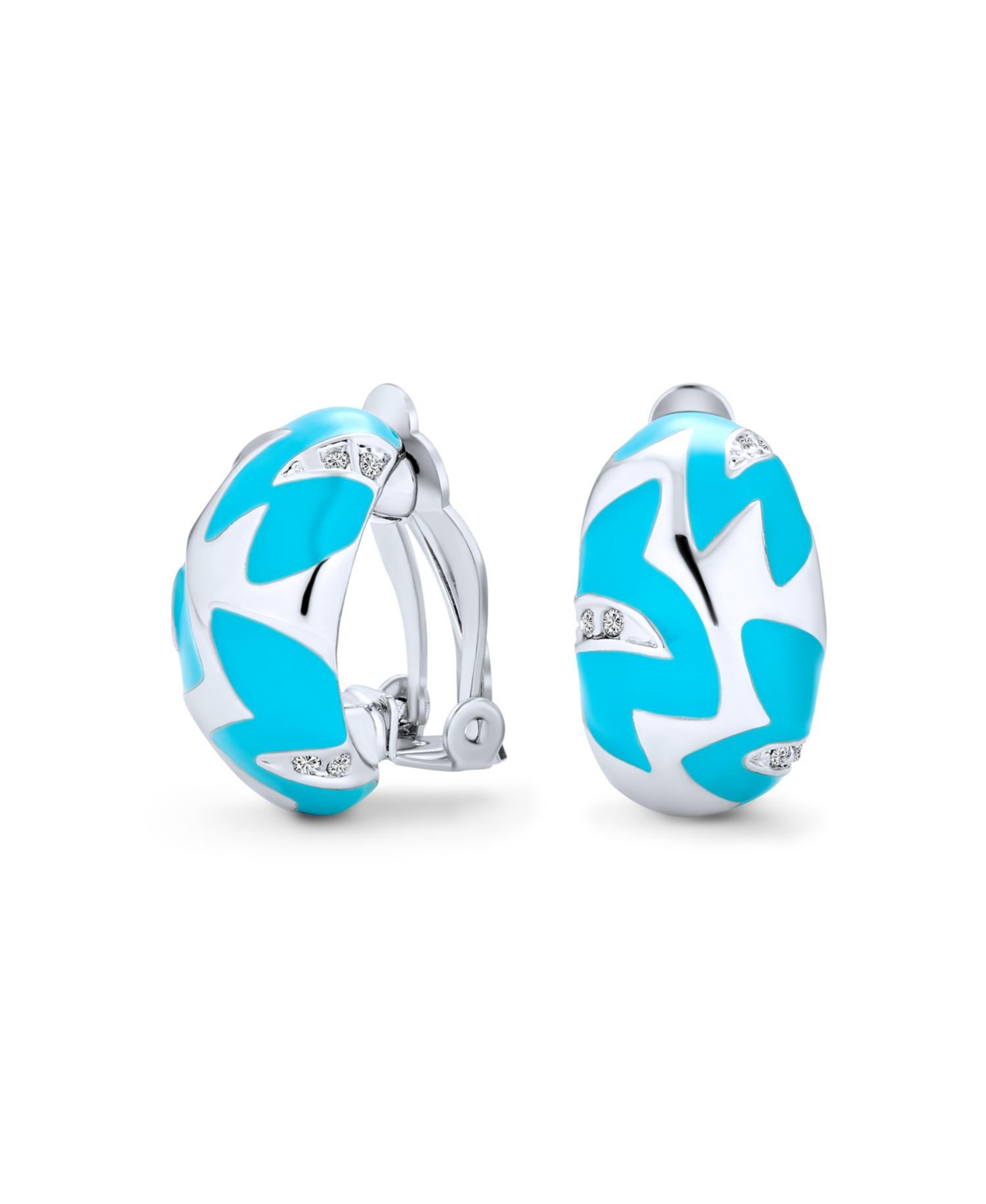 Click here for Bling Jewelry Geometric Blue Enamel Zig Zag Half H... prices