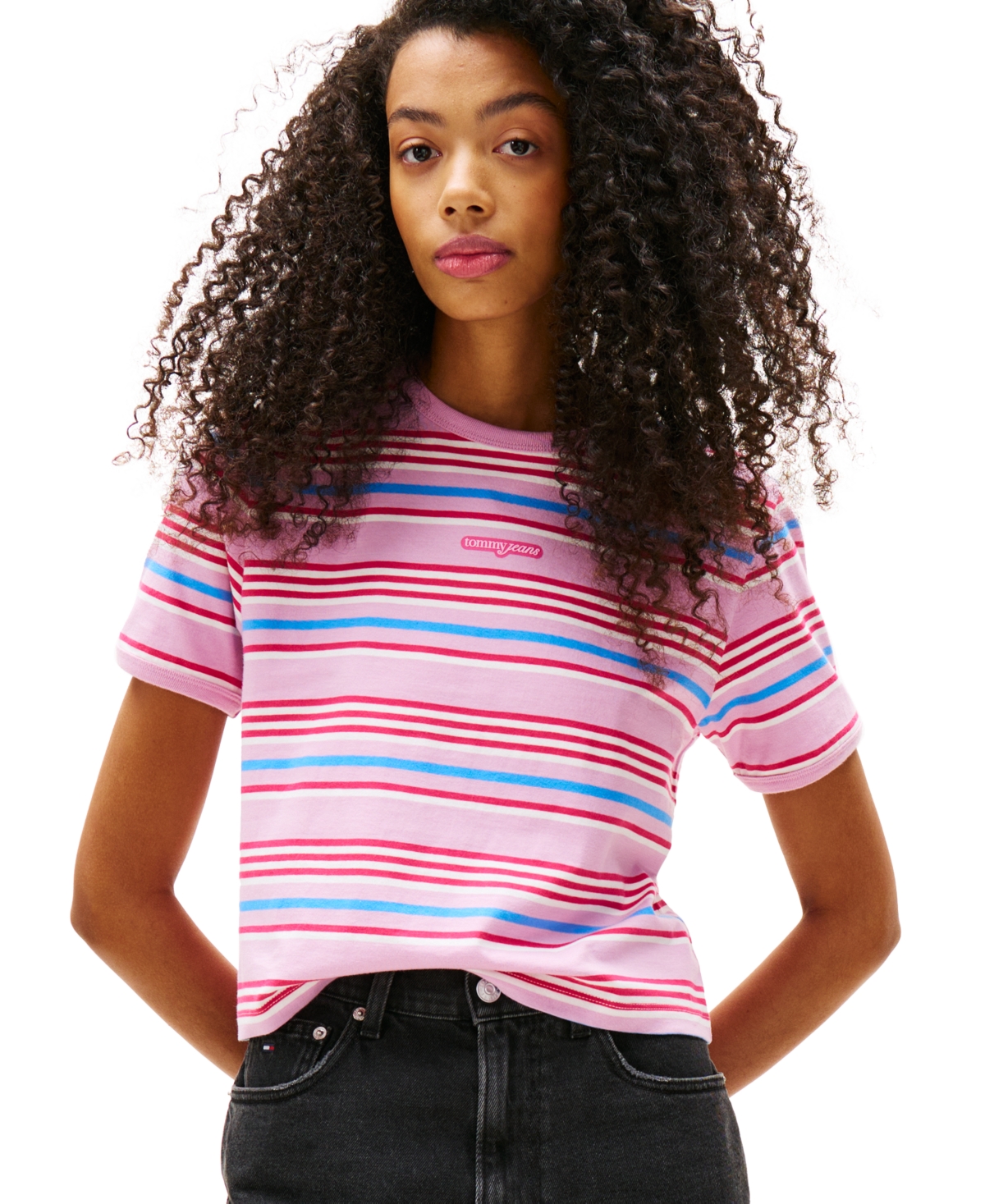 Click here for Tommy Jeans Womens Regular Fit Script Stripe Logo... prices