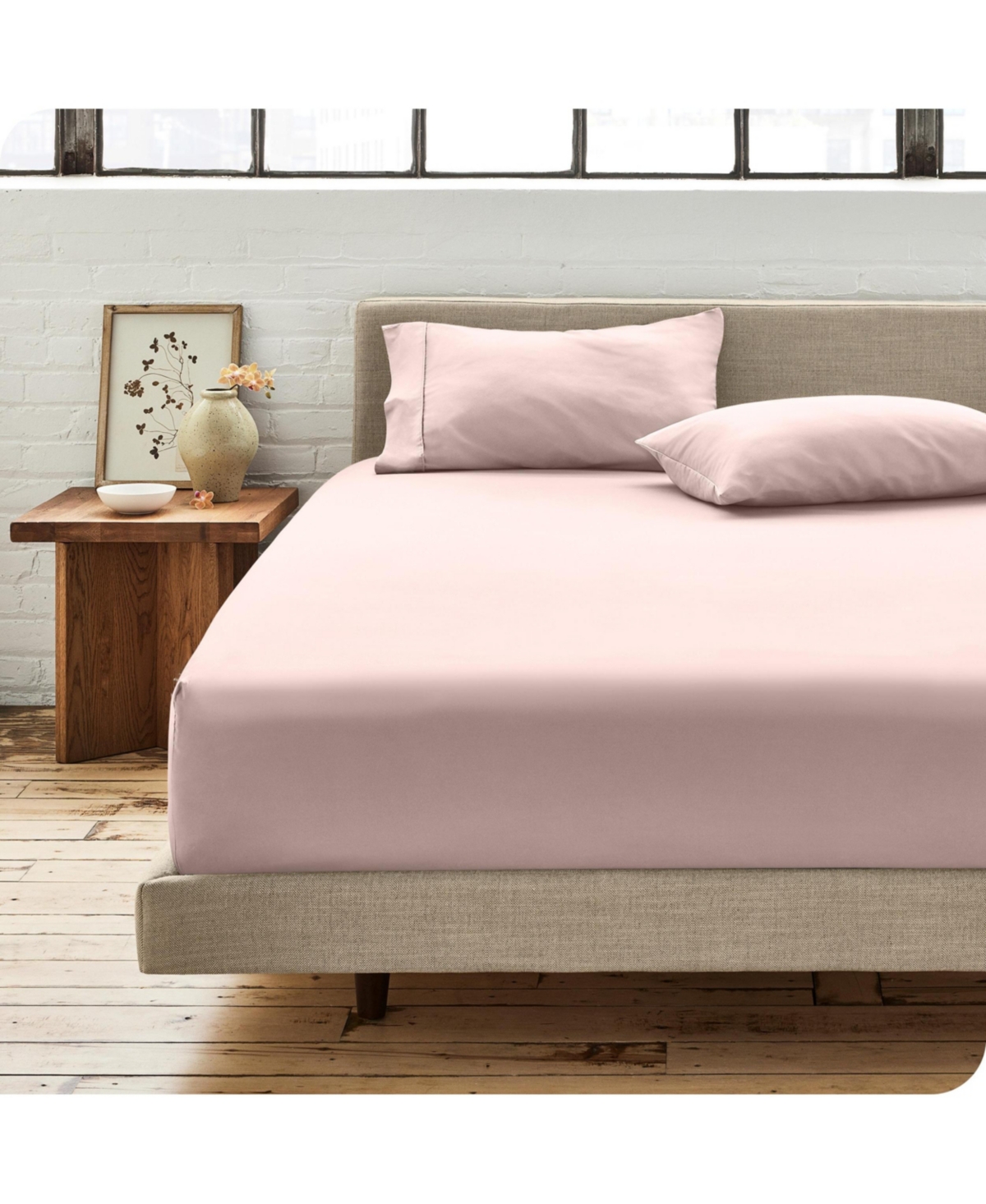 Click here for Bare Home Percale Fitted Sheet - Dusty pink prices