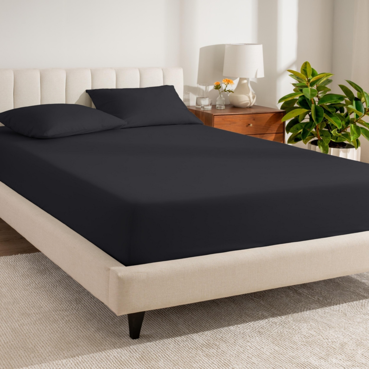 Click here for Bare Home Percale Fitted Sheet - Black prices