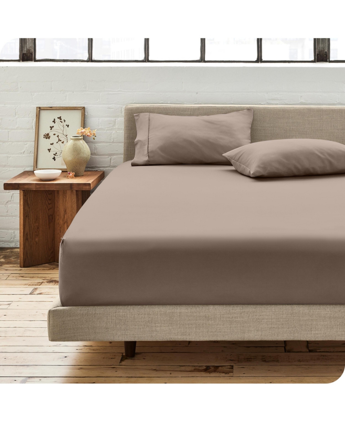 Click here for Bare Home Percale Fitted Sheet - Taupe prices