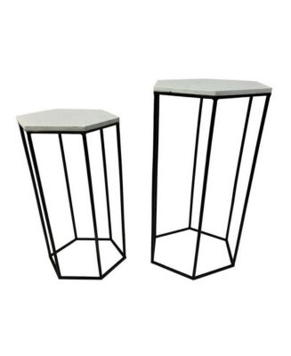 Set of 2 Modern Hexagon Plant Stand Tables for Stylish Indoor and ...