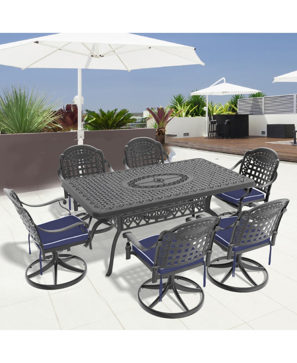 Click here for Streamdale 7-pc Cast Aluminum Dining Set  6 Swivel... prices