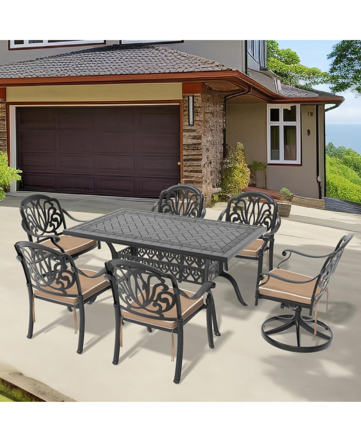 Click here for Streamdale 7-Piece Cast Aluminum Dining Set  2 Swi... prices