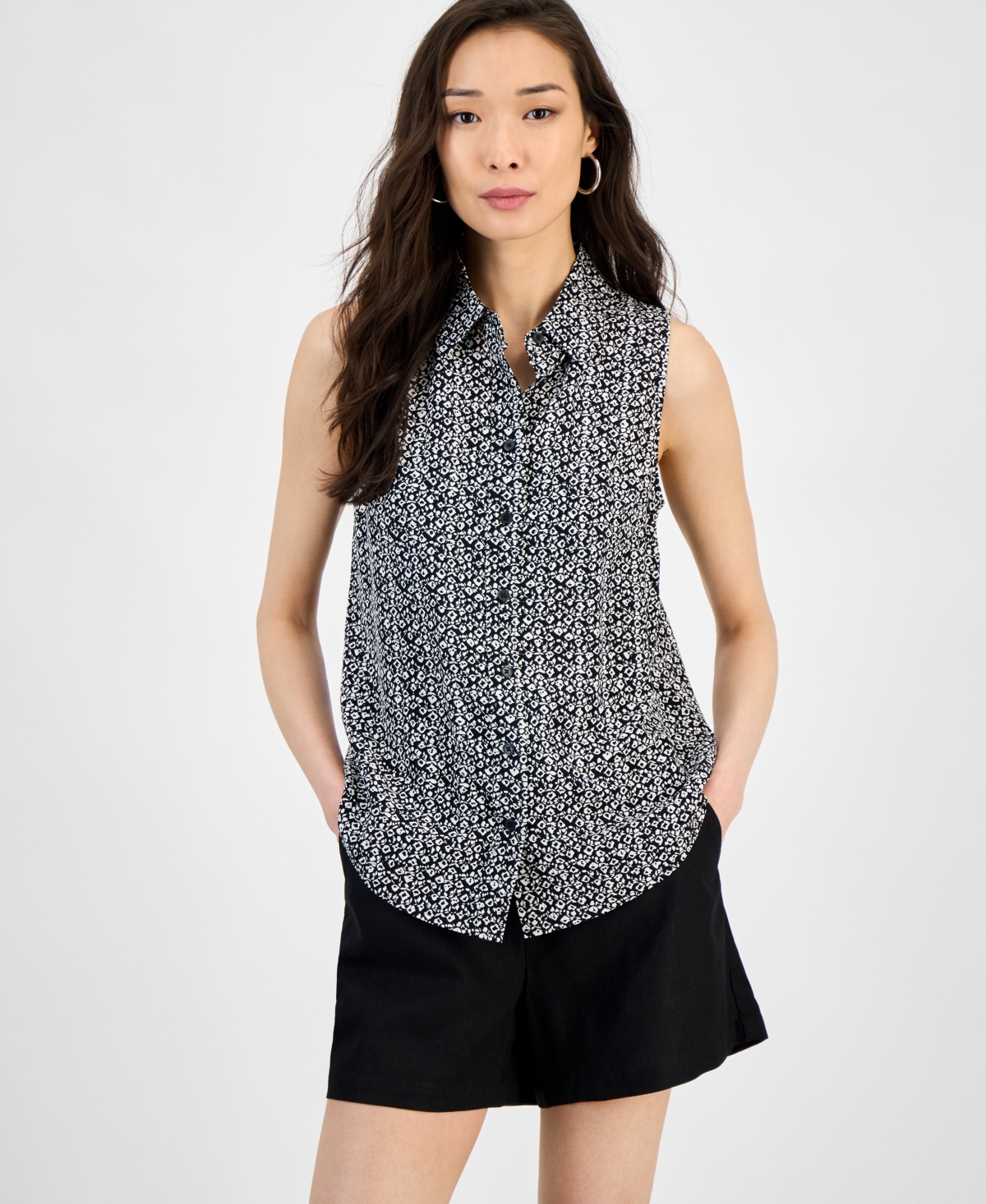 Click here for I.n.c. International Concepts Womens Printed Butto... prices