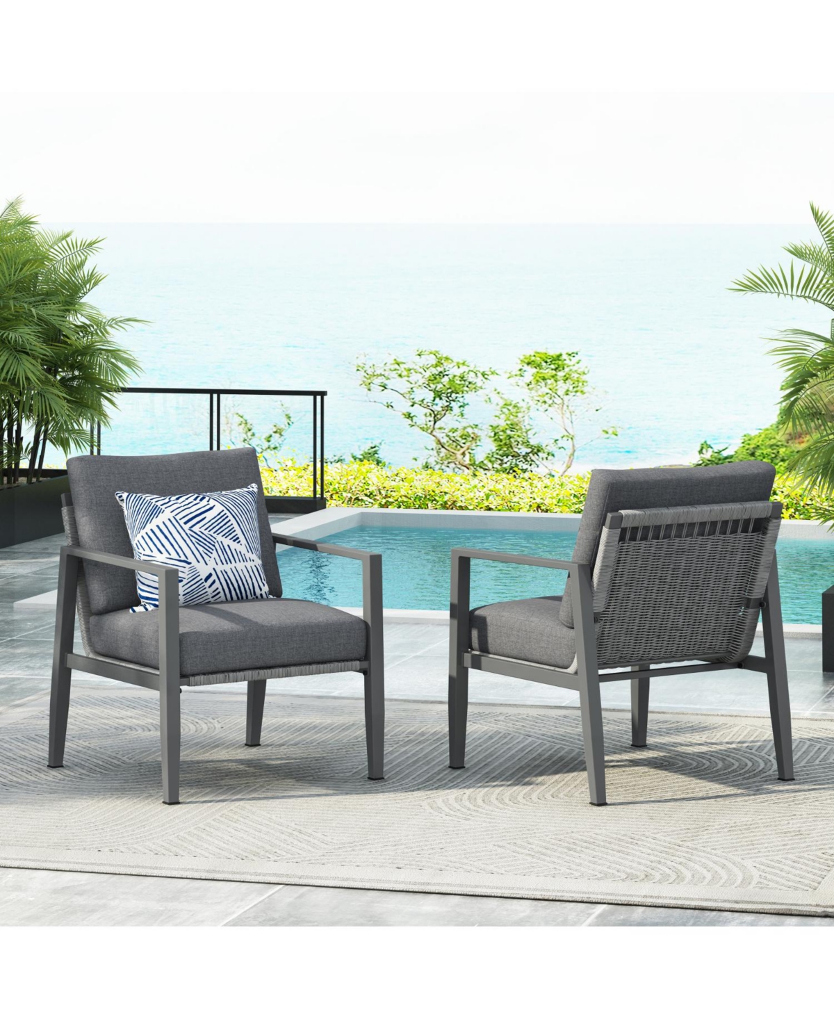 Click here for Streamdale (Set of 2) Gray Aluminum Lounge Chairs... prices