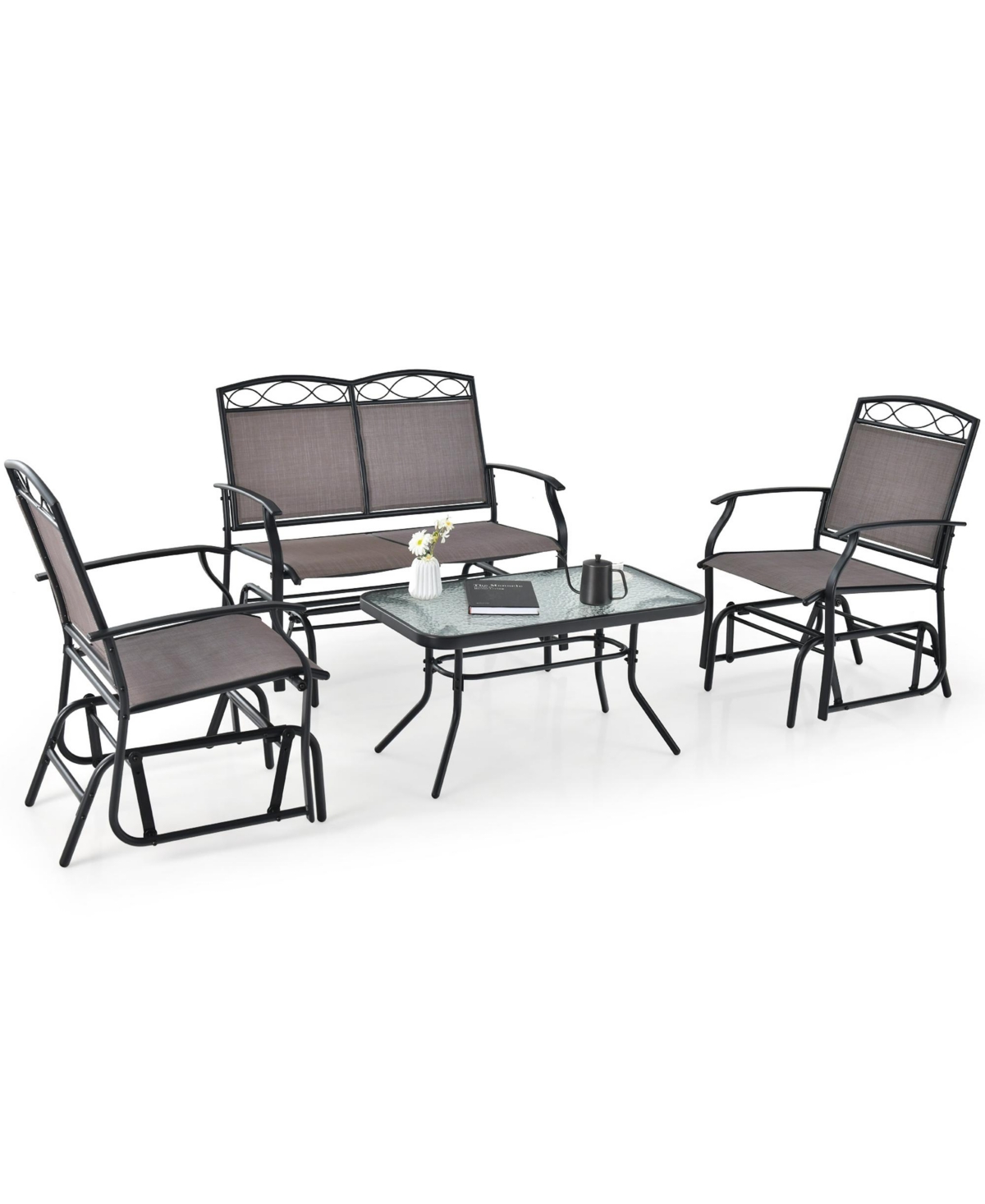Click here for Gymax 4PCS Outdoor Glider Chair & Table Set Patio... prices