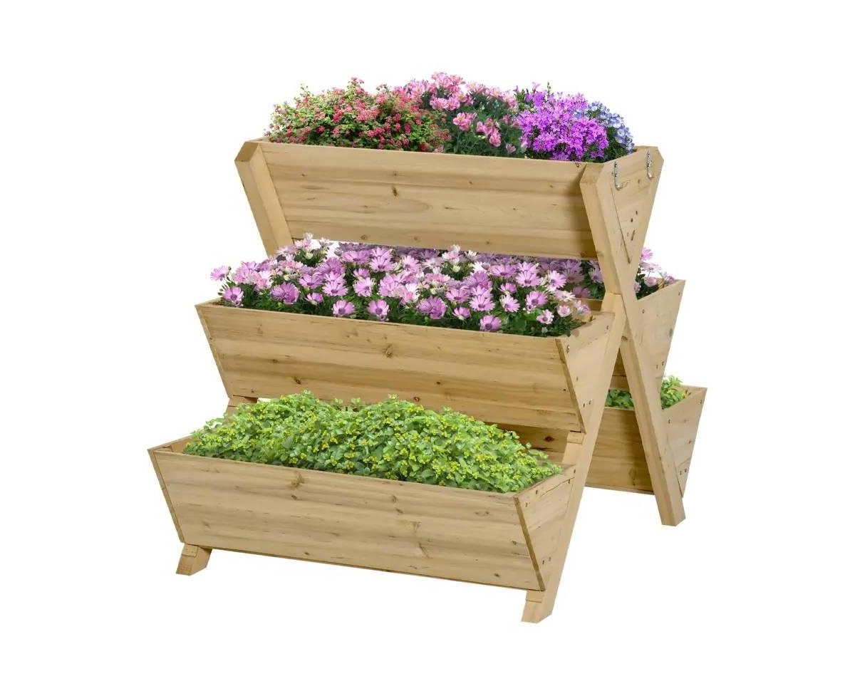 Click here for 3-Tier Outdoor Fir Wood Elevated Planter Herb Flow... prices