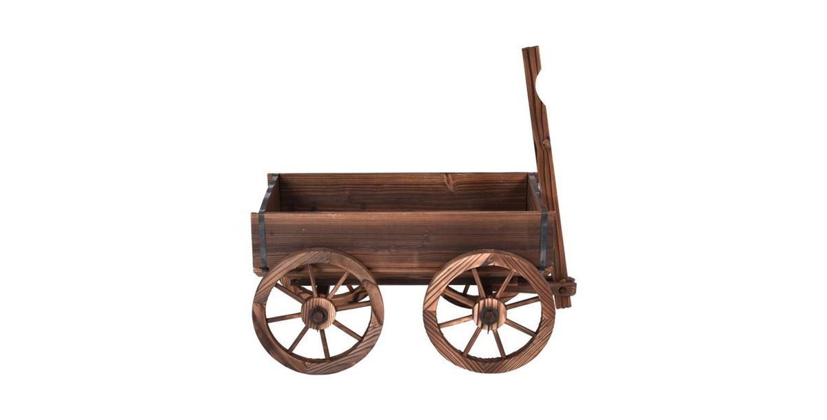 Click here for Outdoor Garden Fir Wood Barrel Planter Wagon on Wo... prices