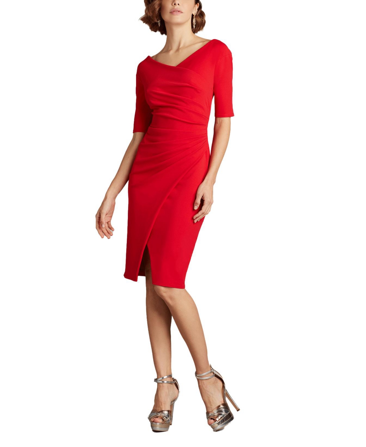 Click here for Tadashi Shoji Womens Adi Textured Crepe Dress - Re... prices