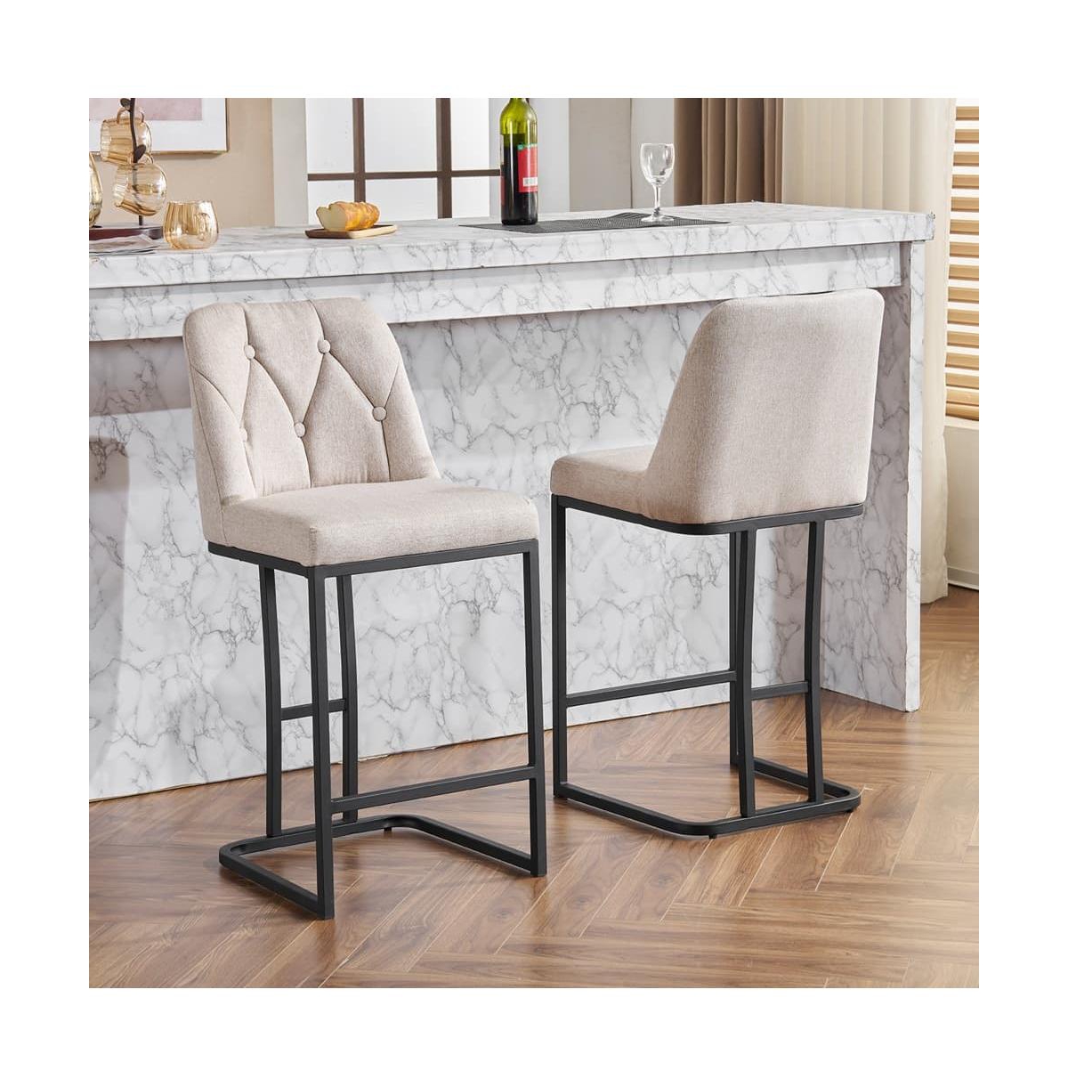 Click here for Set of 2 Modern Upholstered Bar Stools with Tufted... prices