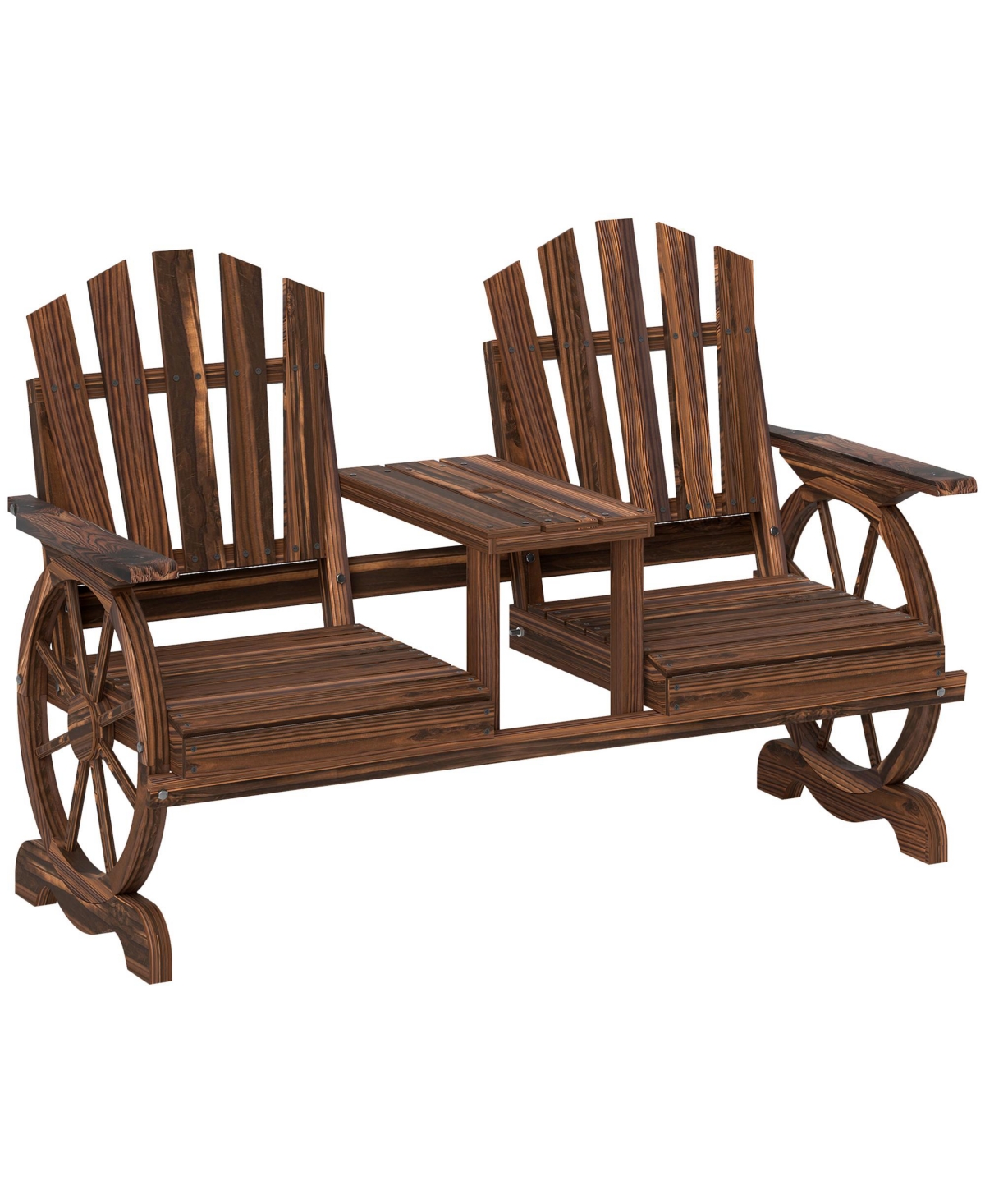 Click here for Outsunny Wooden Garden Bench with Table  2-Seat Ou... prices