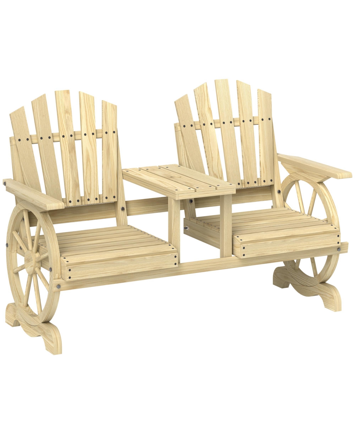 Click here for Outsunny Wooden Garden Bench with Table  2-Seat Ou... prices