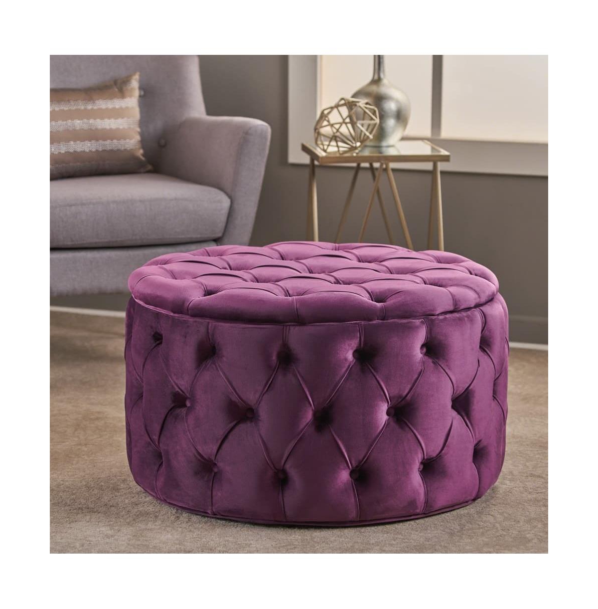 Click here for Round Velvet Ottoman Upholstered Footstool for Liv... prices