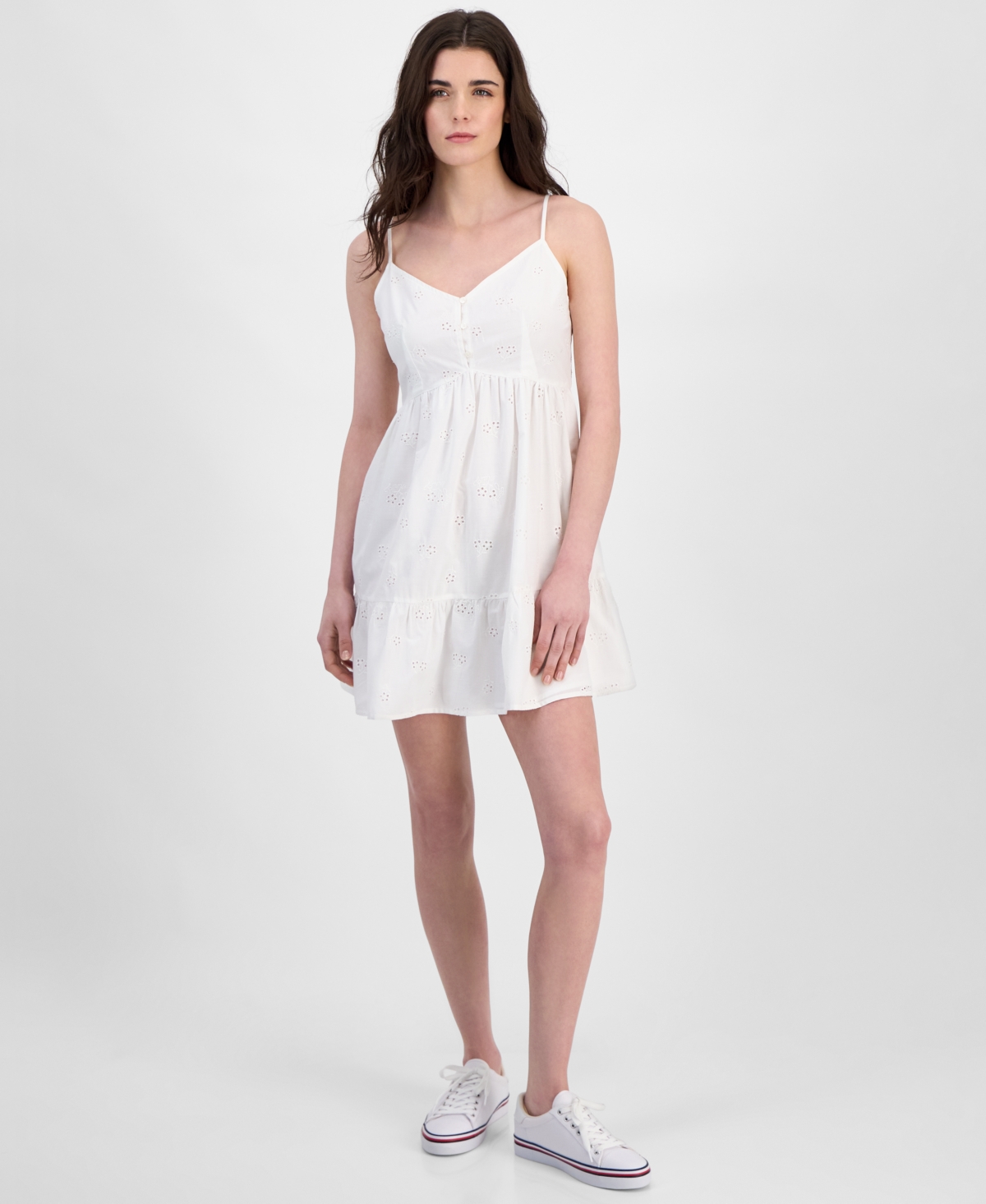 Click here for Tommy Jeans Womens Cotton Eyelet-Embroidered Dress... prices