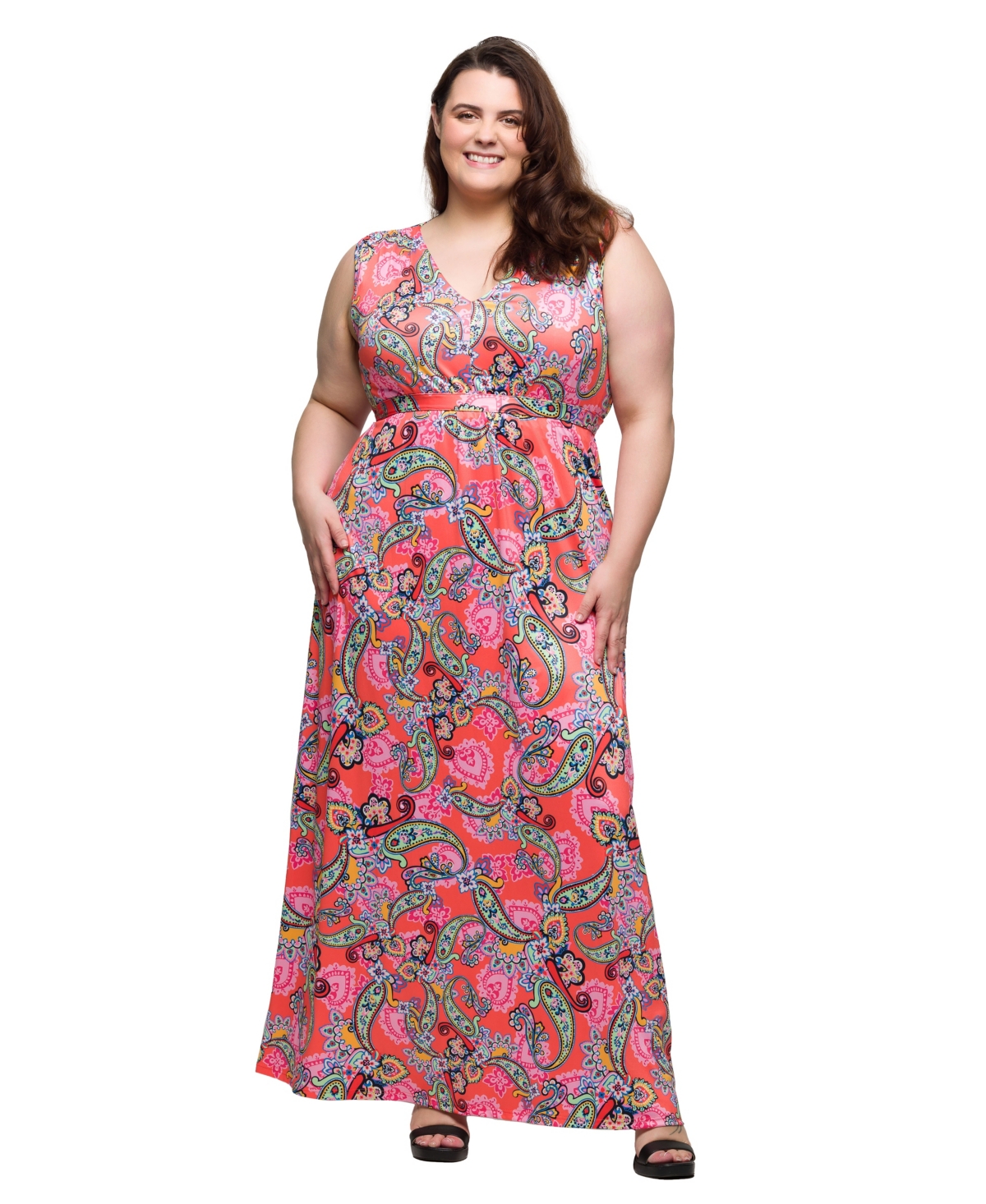 Click here for 24seven Comfort Apparel Plus Size Print V-Neck Emp... prices