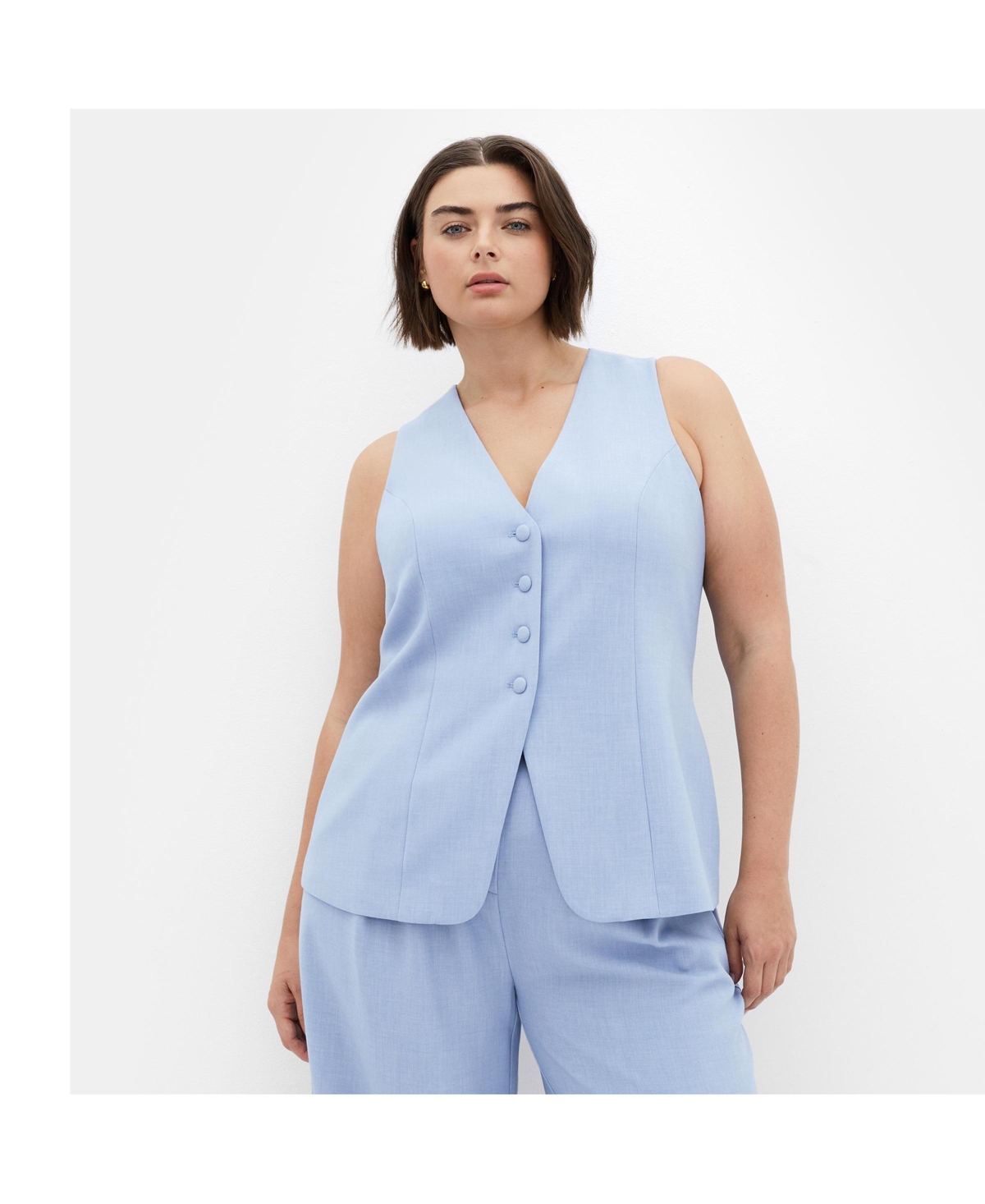Click here for City Chic Plus Size Tori Vest - Bluebell prices