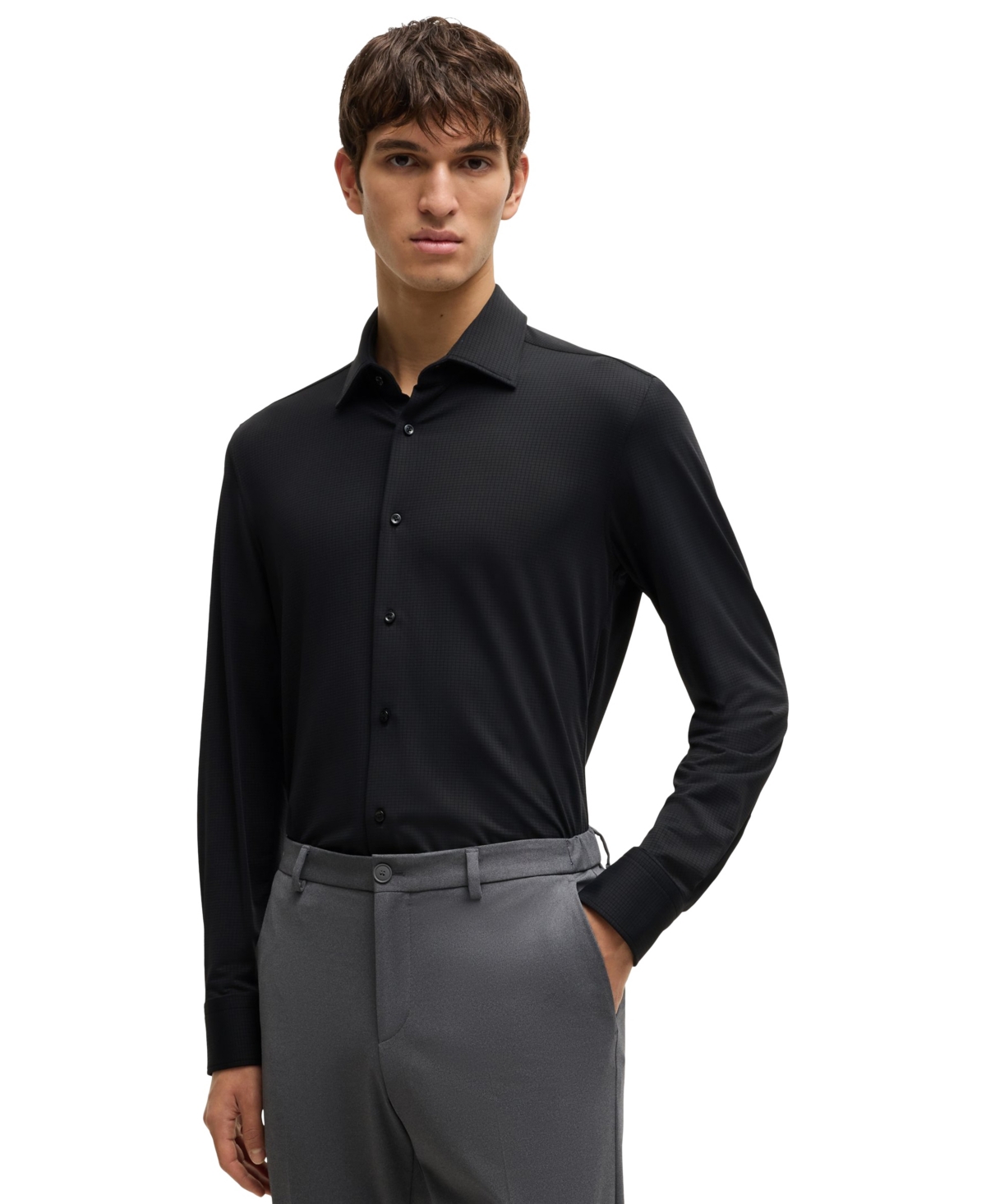 Click here for Boss by Hugo Boss Mens Textured Performance Slim-F... prices
