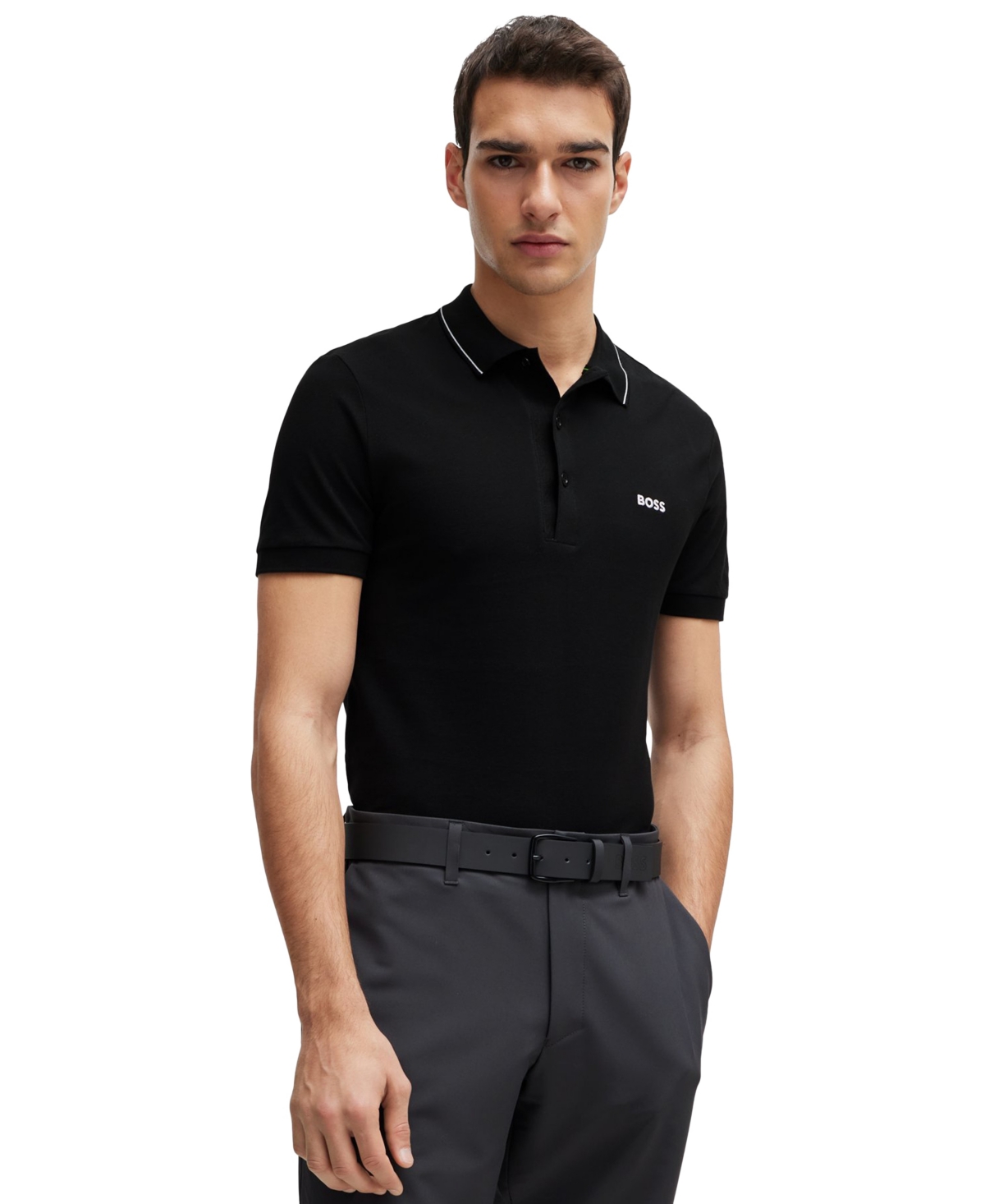 Click here for Boss by Hugo Boss Mens Tonal Logo Slim-Fit Polo Sh... prices