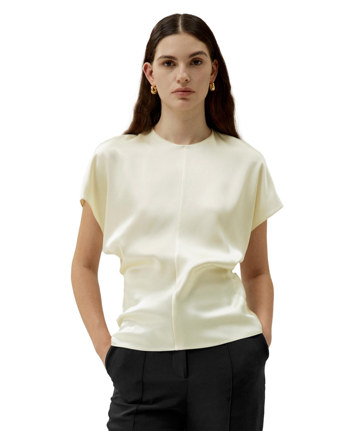 Click here for Womens Short Batwing Sleeve Silk Contour Top - Lil... prices