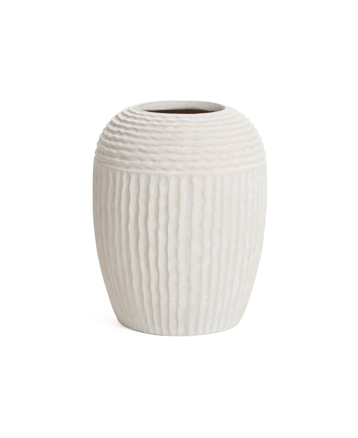 Click here for LuxenHome Beige Ribbed Round 15.2-Inch Tall MgO Va... prices
