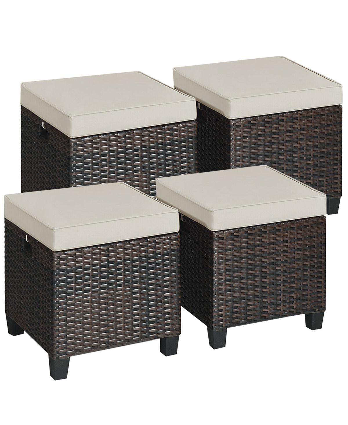 Click here for 4PCS Patio Rattan Ottoman Cushioned Seat Foot Rest... prices