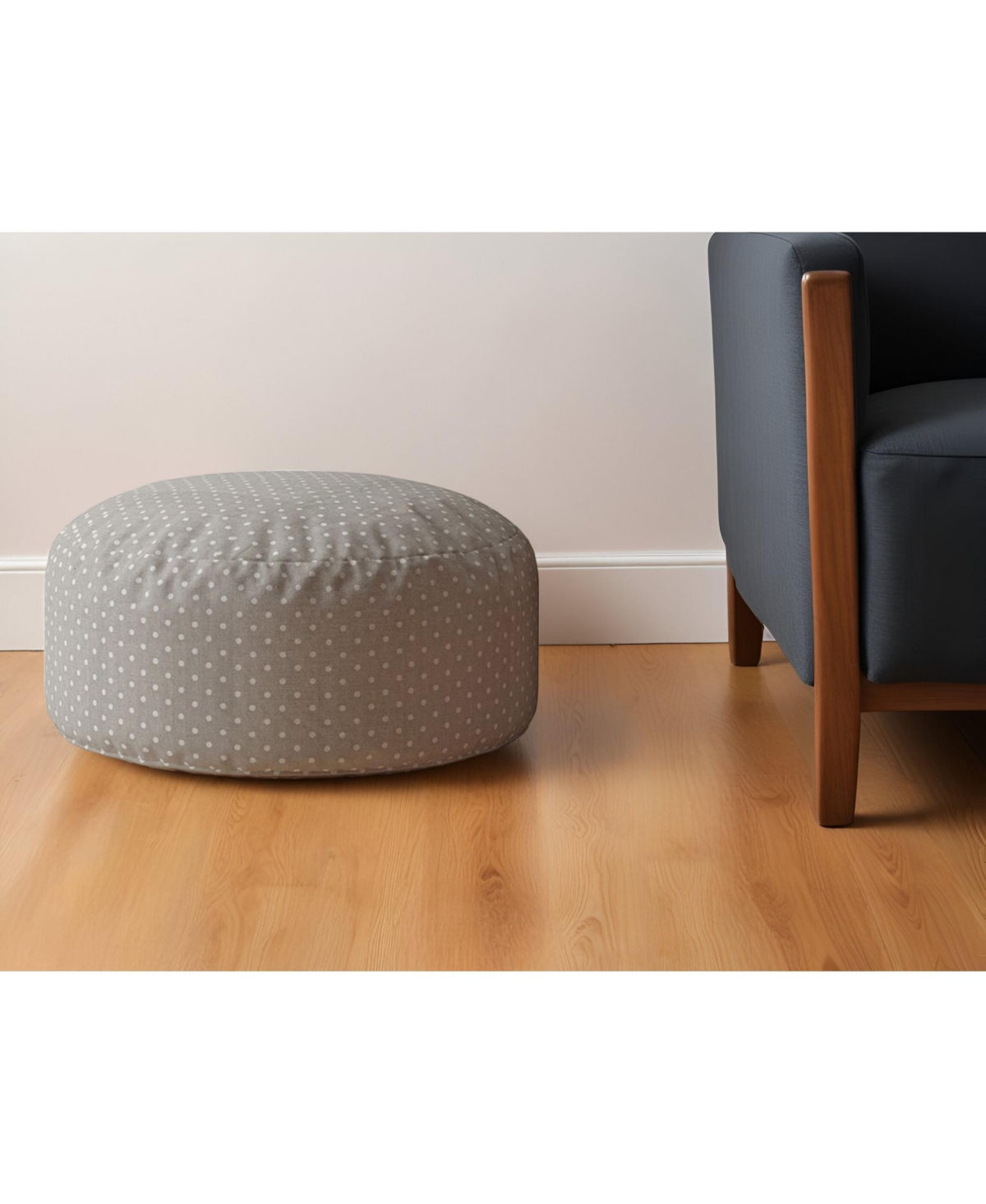 Click here for 24 Gray Cotton Round Polka Dots Pouf Ottoman - Mul... prices