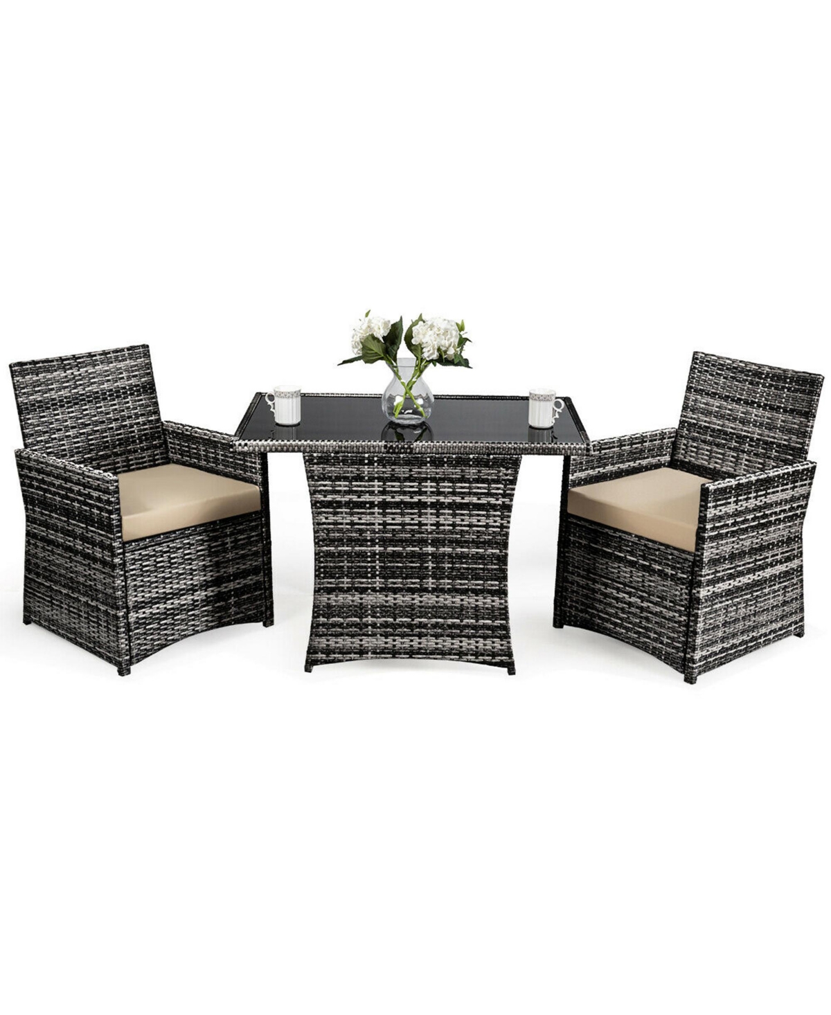 Click here for Gymax 3PCS Cushioned Wicker Rattan Patio Furniture... prices