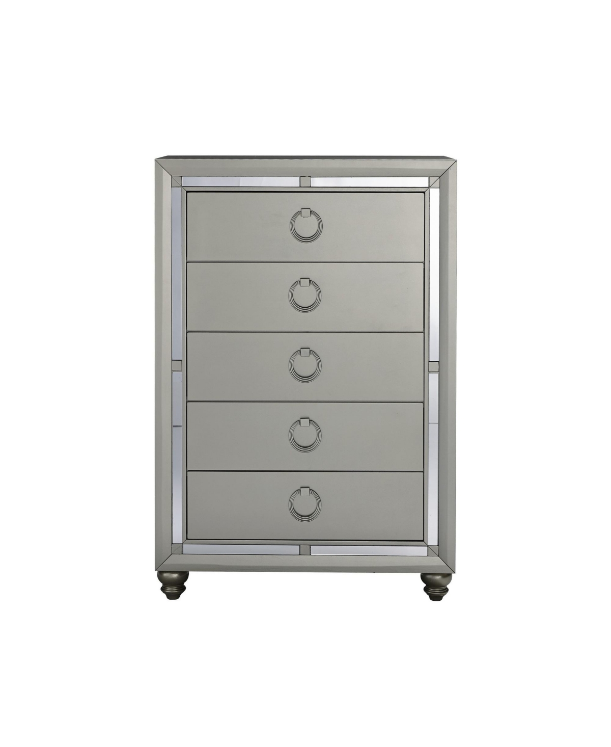 Click here for Solid Wood Five-Drawer Chest with Mirrored Accents... prices