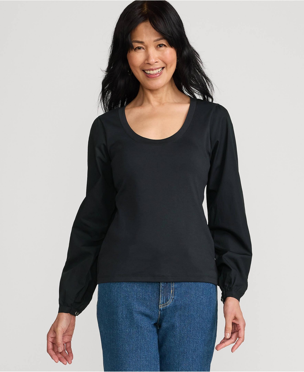 Click here for Lands End Womens Supima Interlock Scoop Neck Blous... prices