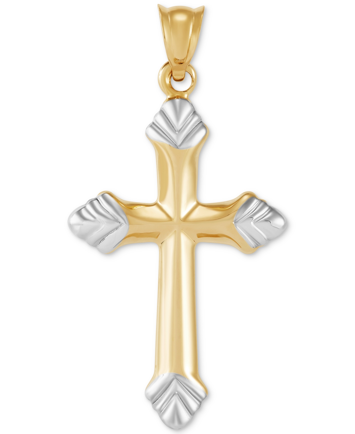 Click here for Polished Fleur de Lis Cross Pendant Necklace in 14... prices