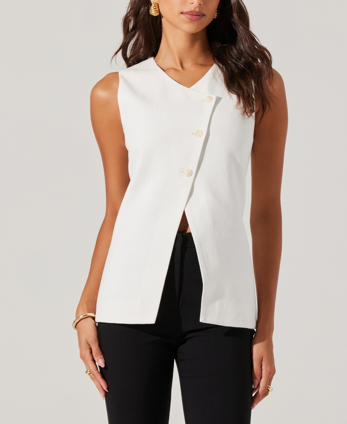 Click here for Astr the Label Womens Sonja Textured Asymmetric Ve... prices